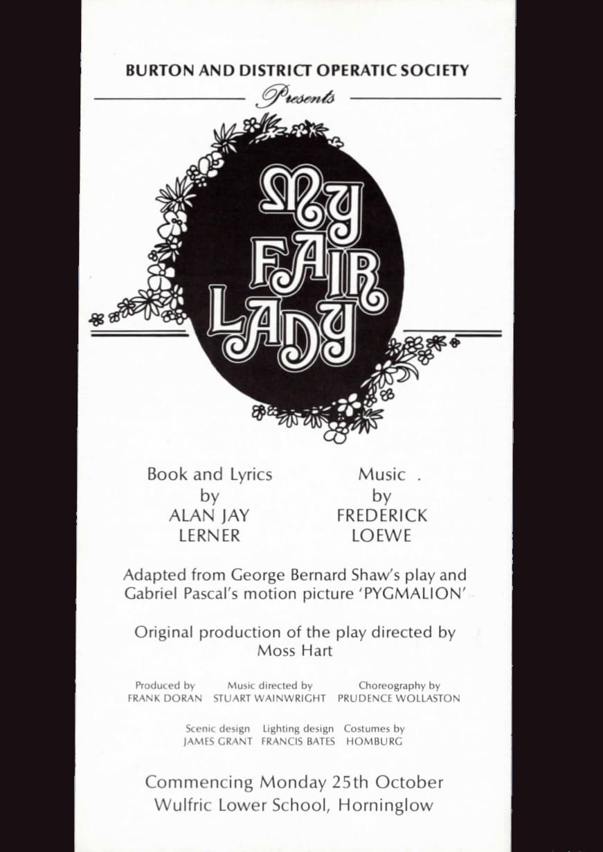 My Fair Lady: October 1982 - The Burton Musical Theatre Company