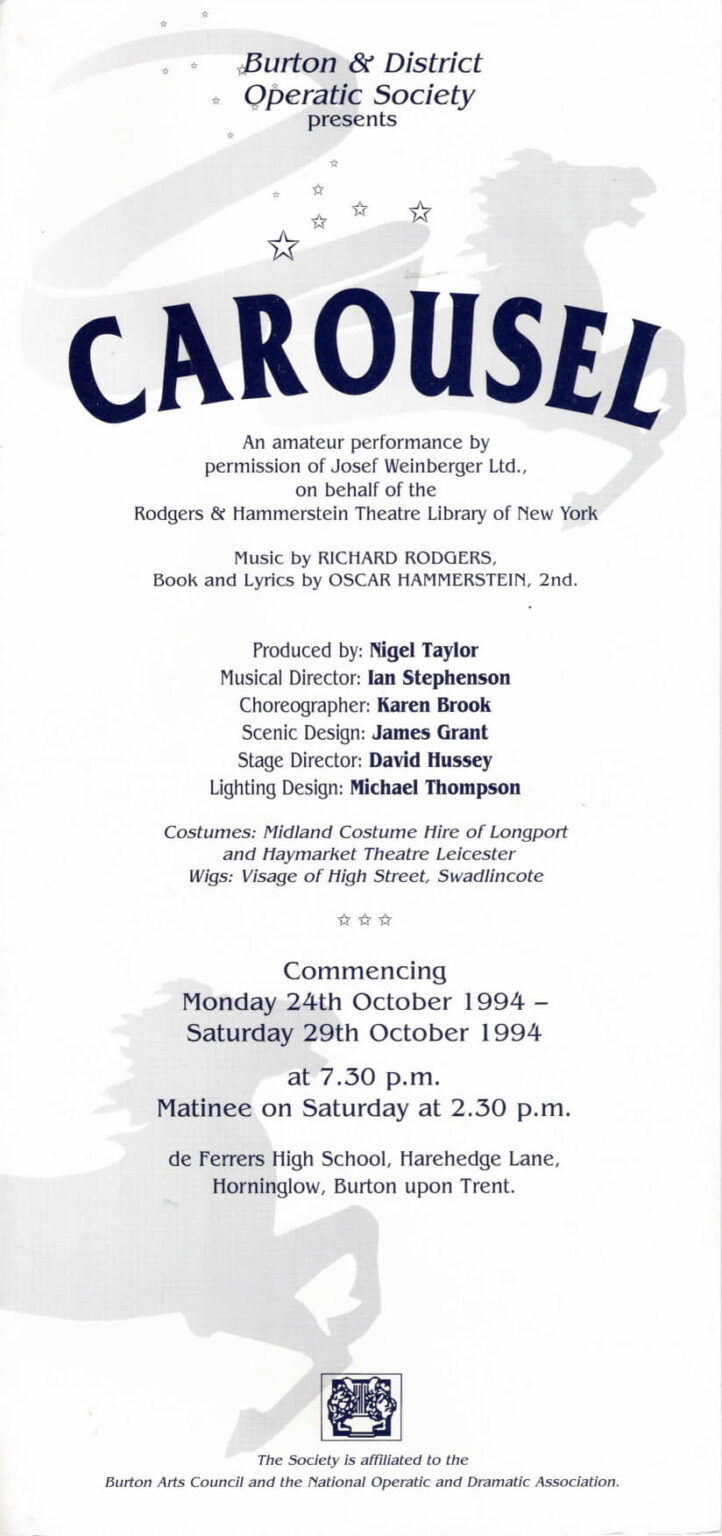 Carousel: October 1994 - The Burton Musical Theatre Company
