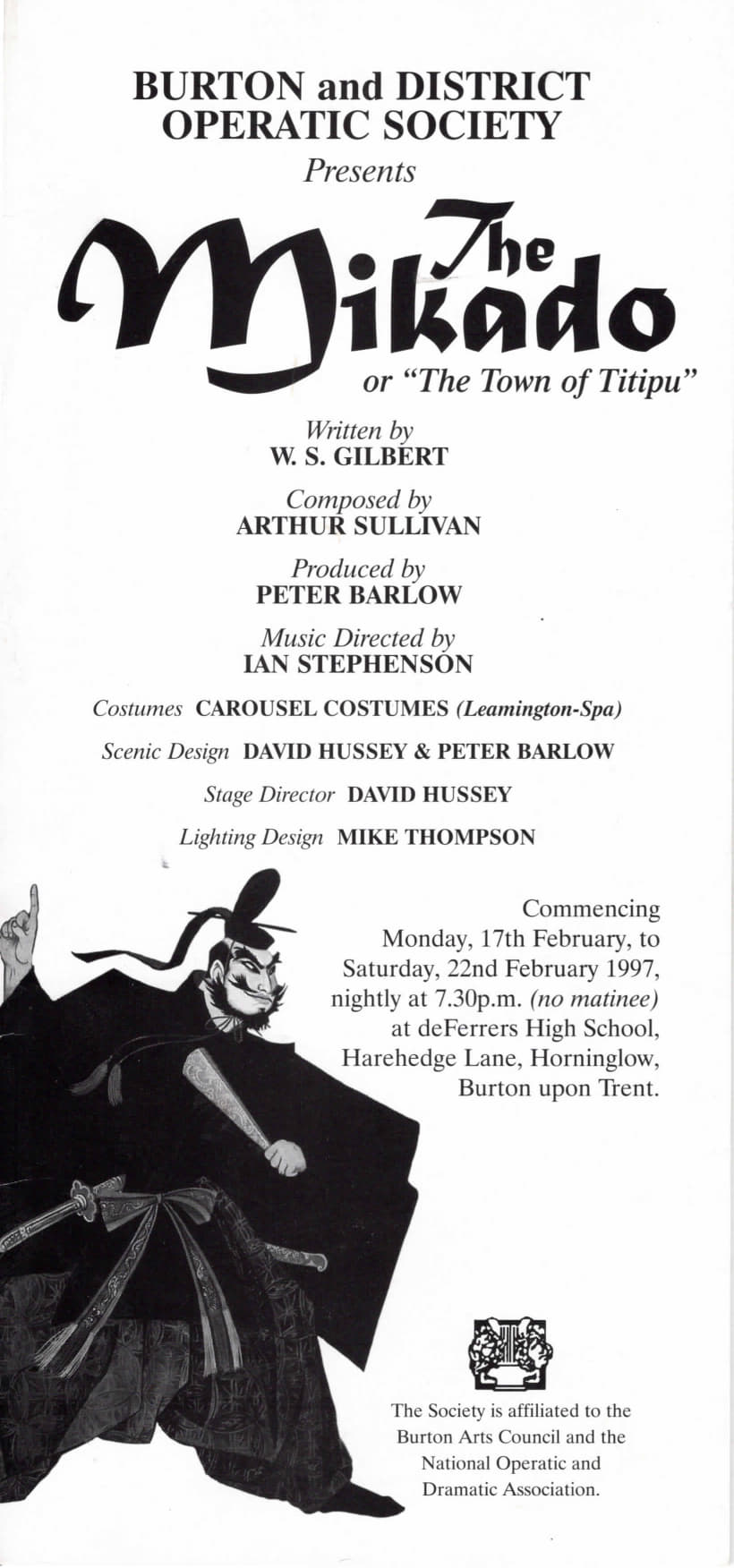 The Mikado: February 1997 - The Burton Musical Theatre Company