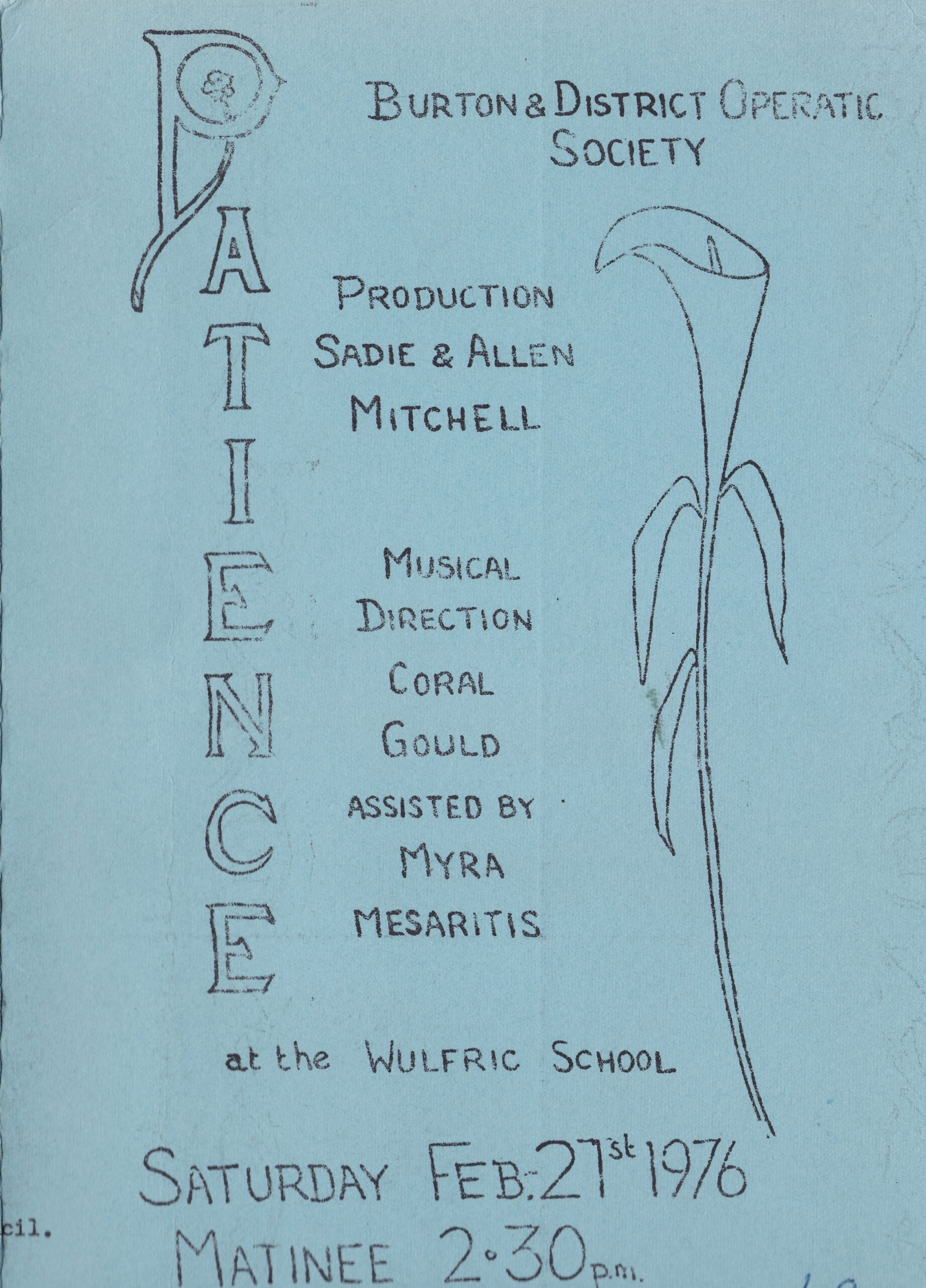 Patience: February 1976 - The Burton Musical Theatre Company